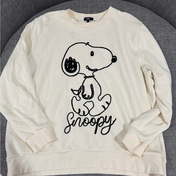 Peanuts | Sweaters | Peanuts Cream Sweater With Snoopy Design | Poshmark